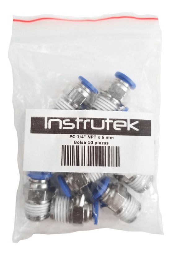 10 Pz De Conector/racor Rápido Neumático Recto 1/4 Npt X 6mm | Instrutek